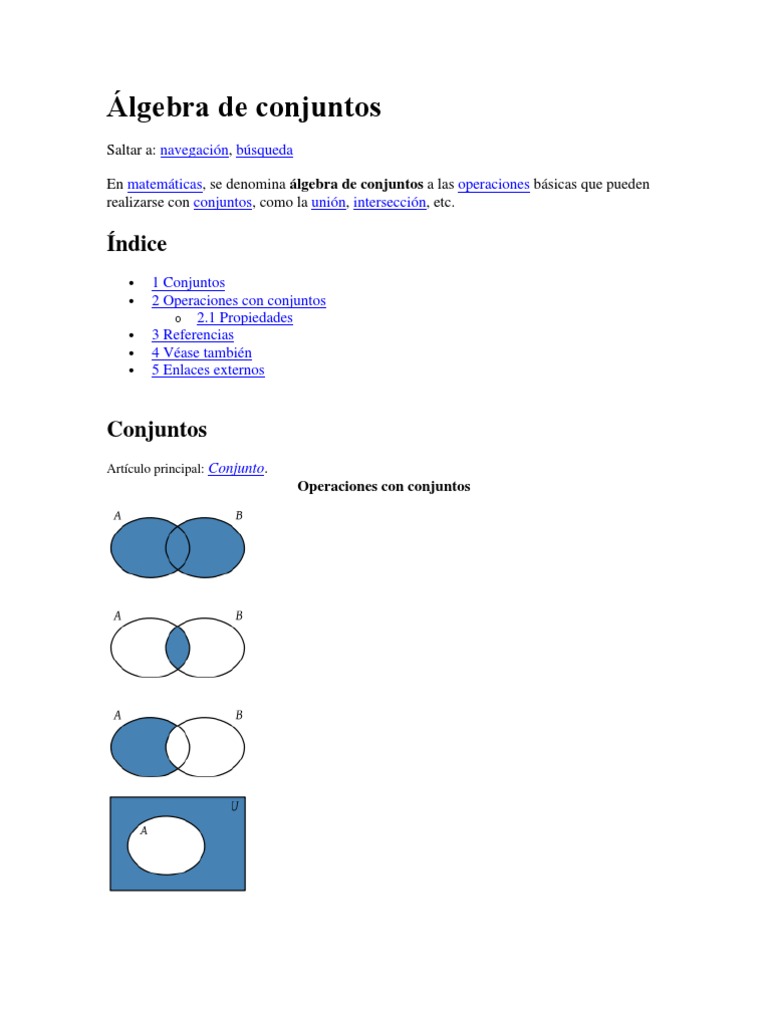 Álgebra de Conjuntos | PDF | Conjunto (Matemáticas) | Número natural