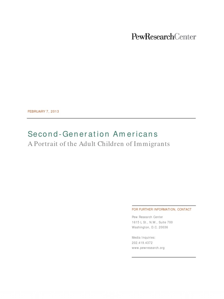 Pew Report Second Generation Americans | PDF