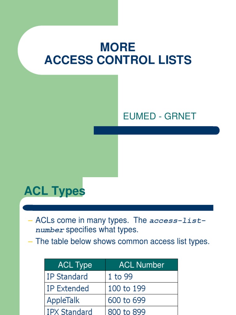 Access Control List | PDF | Ip Address | Router (Computing)