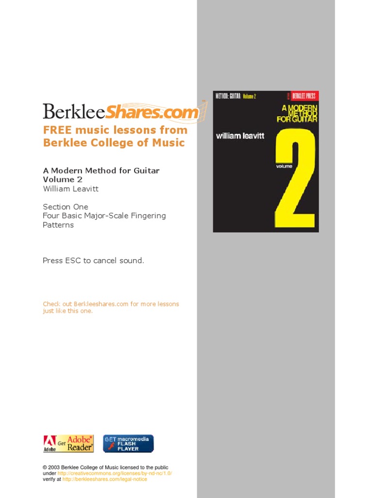 Berklee College - Fingering Patterns Guitar PDF | PDF | Melody ...
