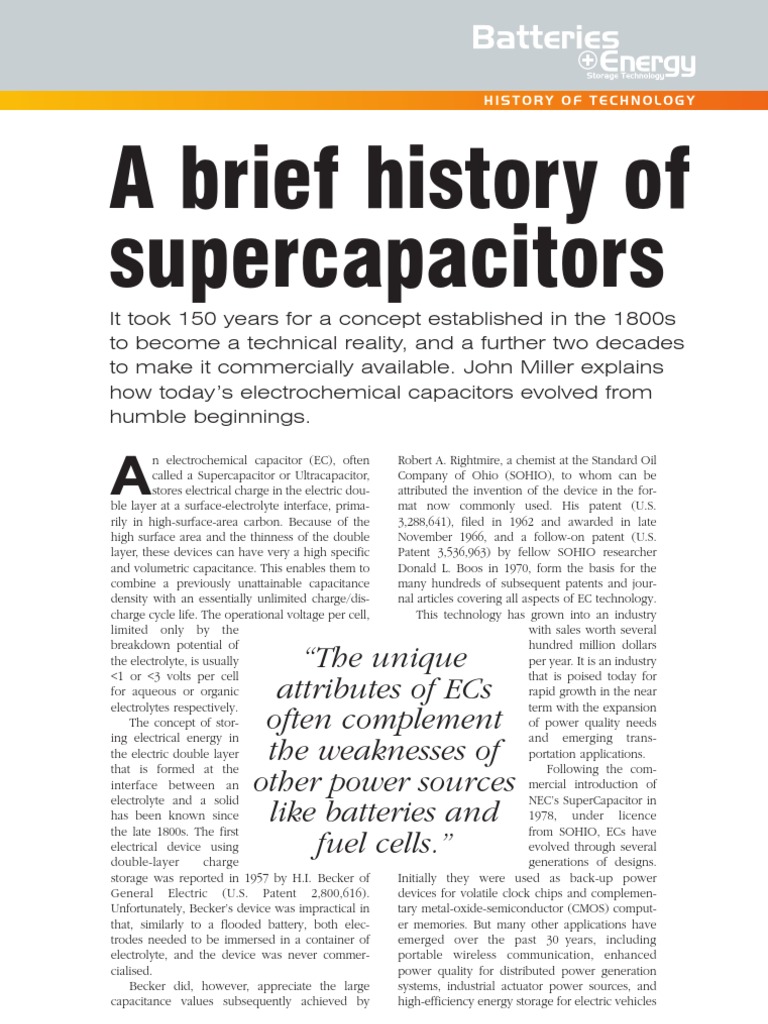 Evolution of Supercapacitors History | PDF | Battery (Electricity ...