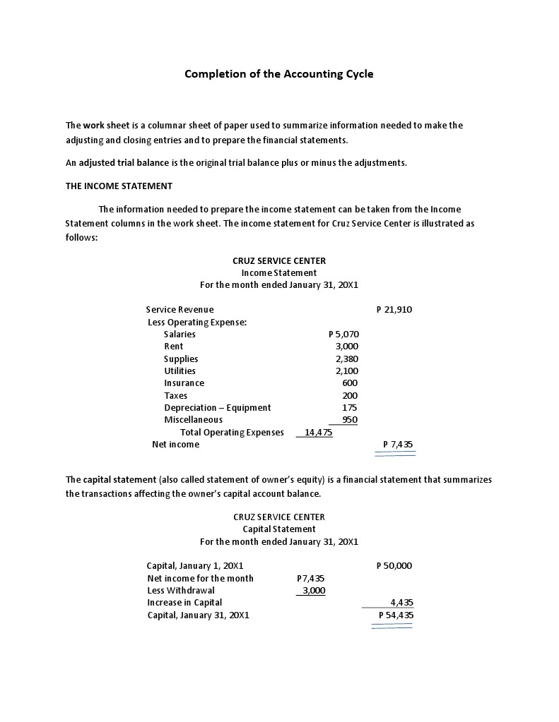 Completion of The Accounting Cycle | PDF | Debits And Credits | Revenue