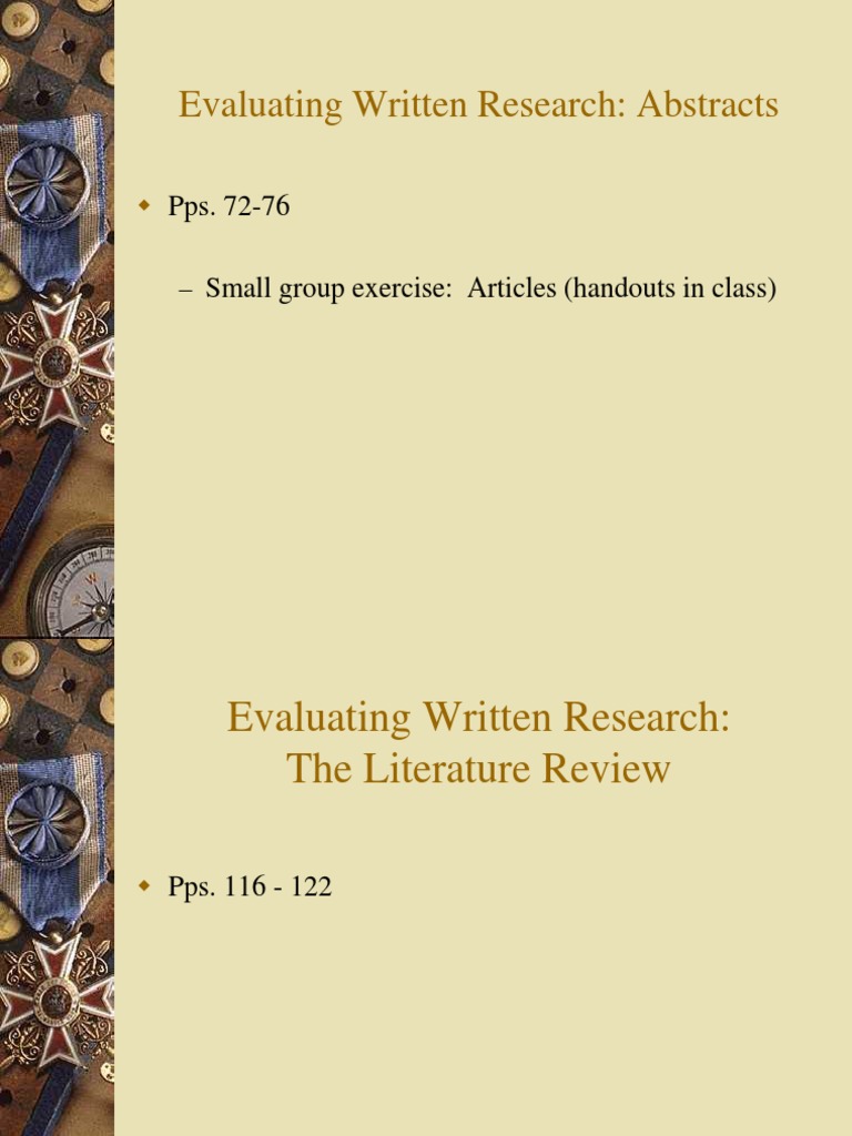 Evaluating Written Research1 | PDF