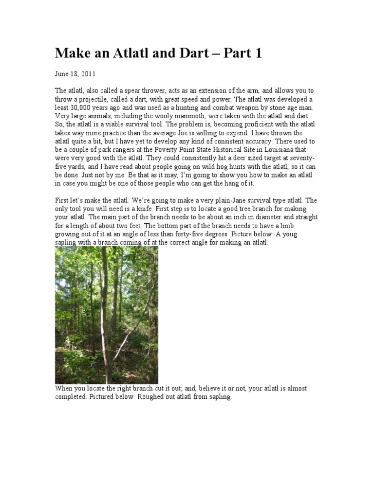 Make An Atlatl and Dart | Download Free PDF | Arrow | Hunting