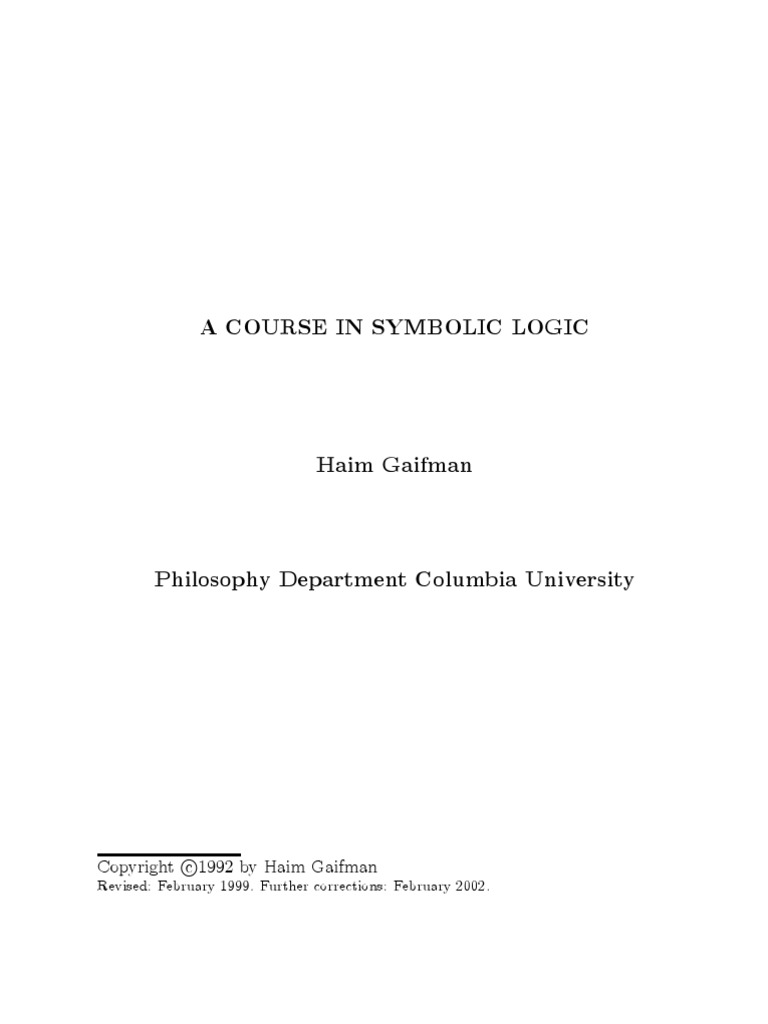 A Course in Symbolic Logic | PDF | Logic | Mathematical Logic