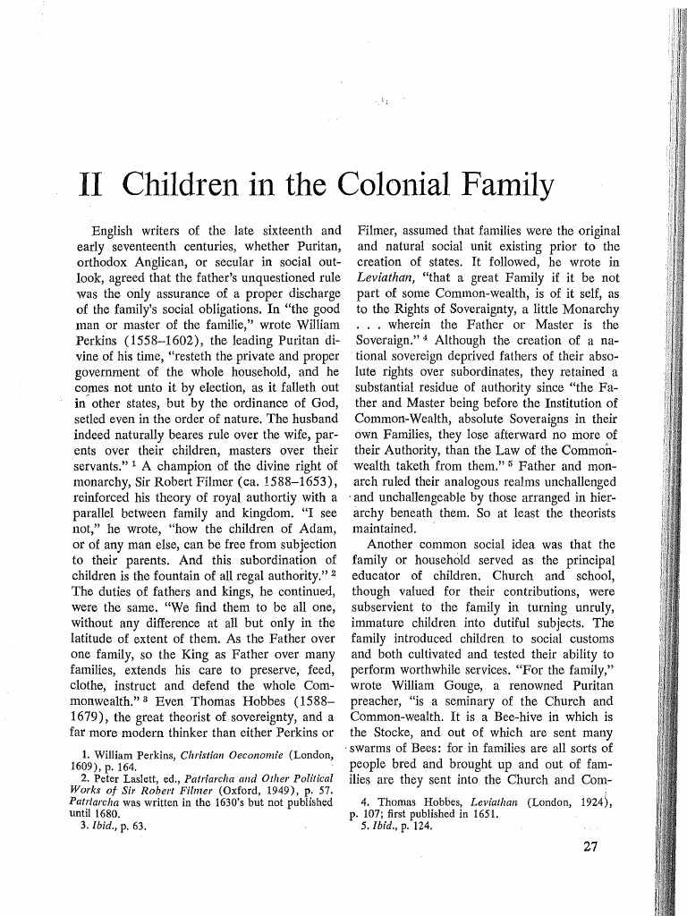 Robert Bremner - Children in The Colonial Family | PDF | Sovereignty ...
