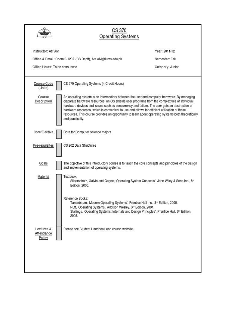 CS 370-Operating Systems | PDF | Thread (Computing) | Scheduling (Computing)
