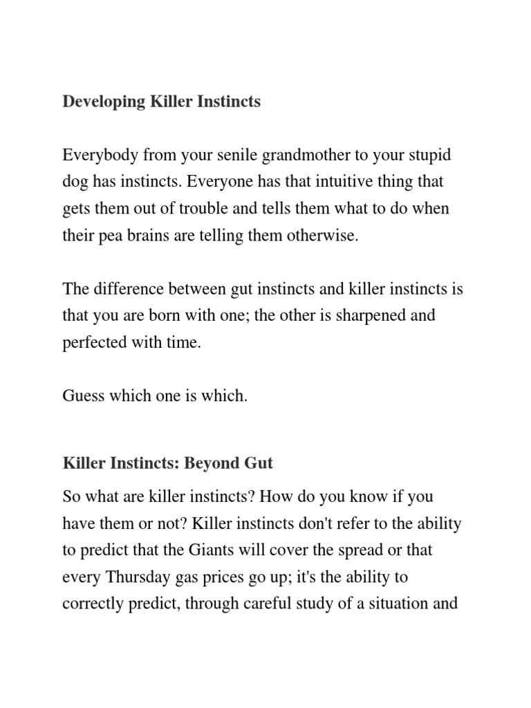 Developing Killer Instincts | PDF | Instinct | Courage