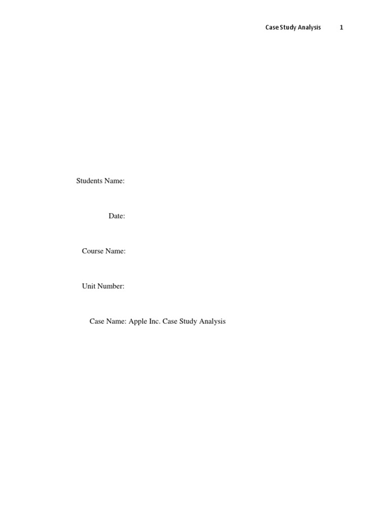 Apple Inc Case Study Analysis. | PDF | Strategic Management | Apple Inc.