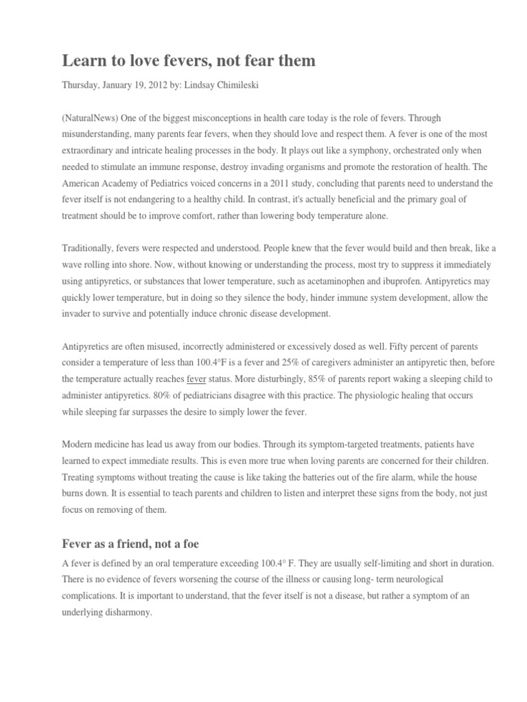 Learn To Love Fevers, Not Fear Them: Fever As A Friend, Not A Foe | PDF ...