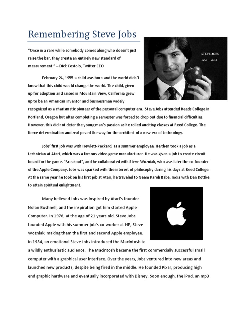 Steve Jobs Tribute | PDF | Steve Jobs | I Pod