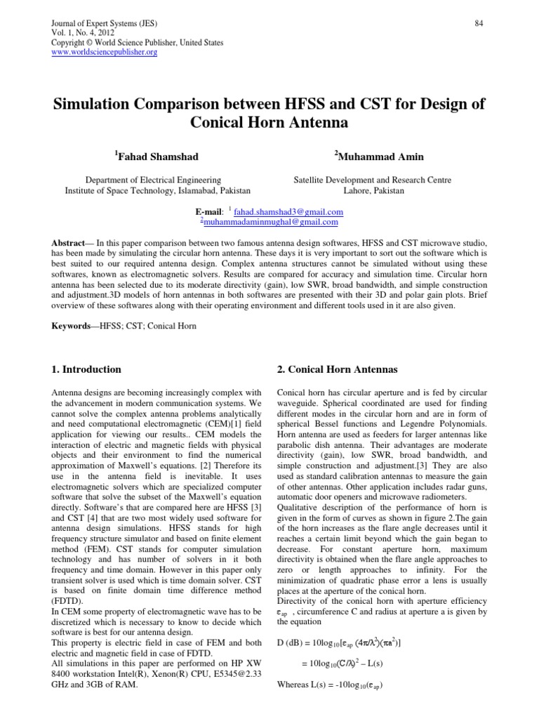 Simulation Comparison Between HFSS and CST | PDF | Antenna (Radio) | Radio