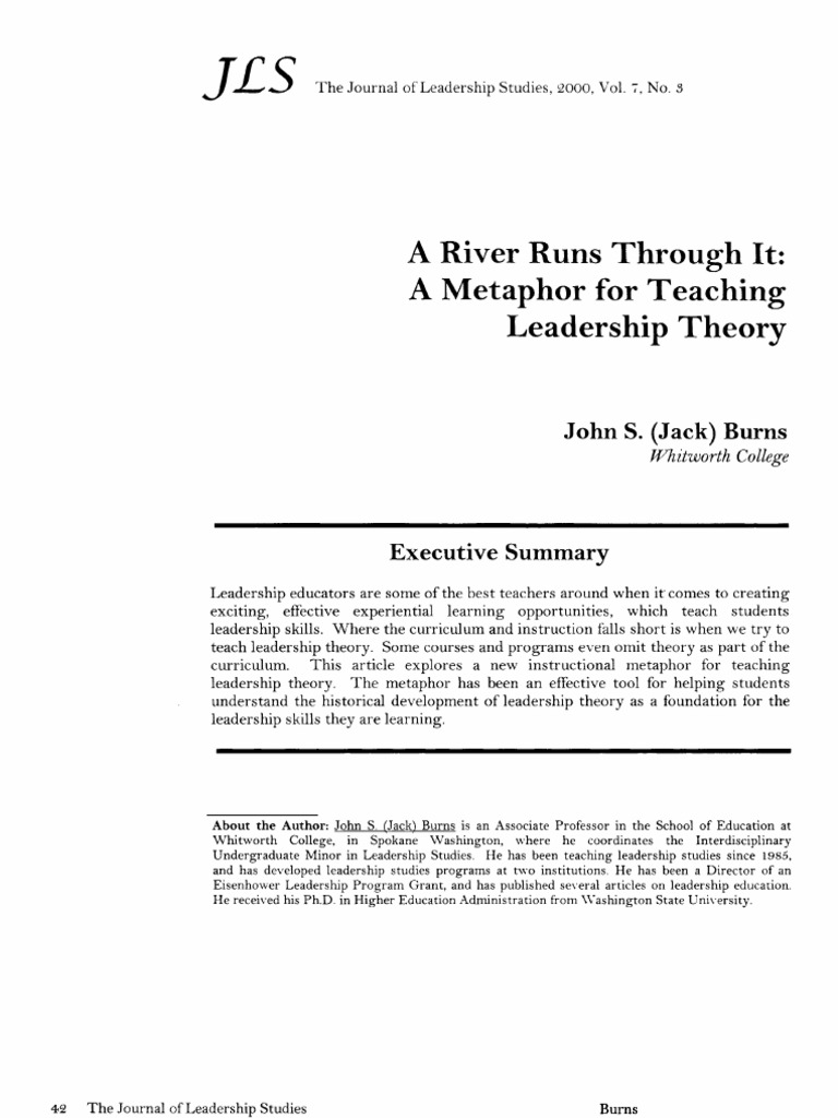 A River Runs Through It A Metaphor For Teaching Leadership Theory | PDF ...