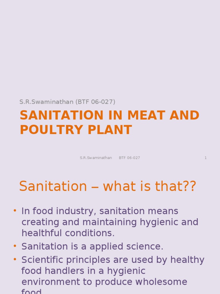 Meat and Poultry Plant Sanitation Guide | PDF | Sanitation | Poultry ...