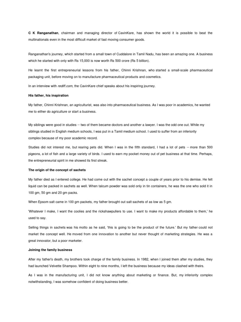 C K Ranganathan-Biography | PDF | Economies | Business