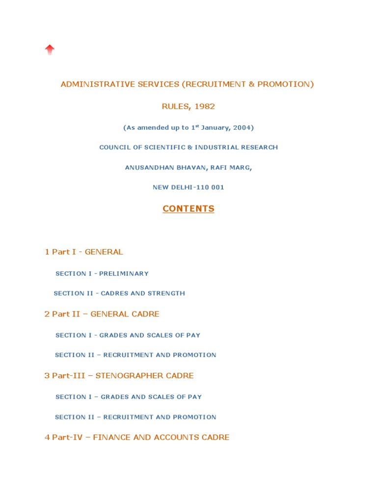 CSIR ADMINISTRATIVE SERVICES (RECRUITMENT & PROMOTION) RULES, 1982 As ...