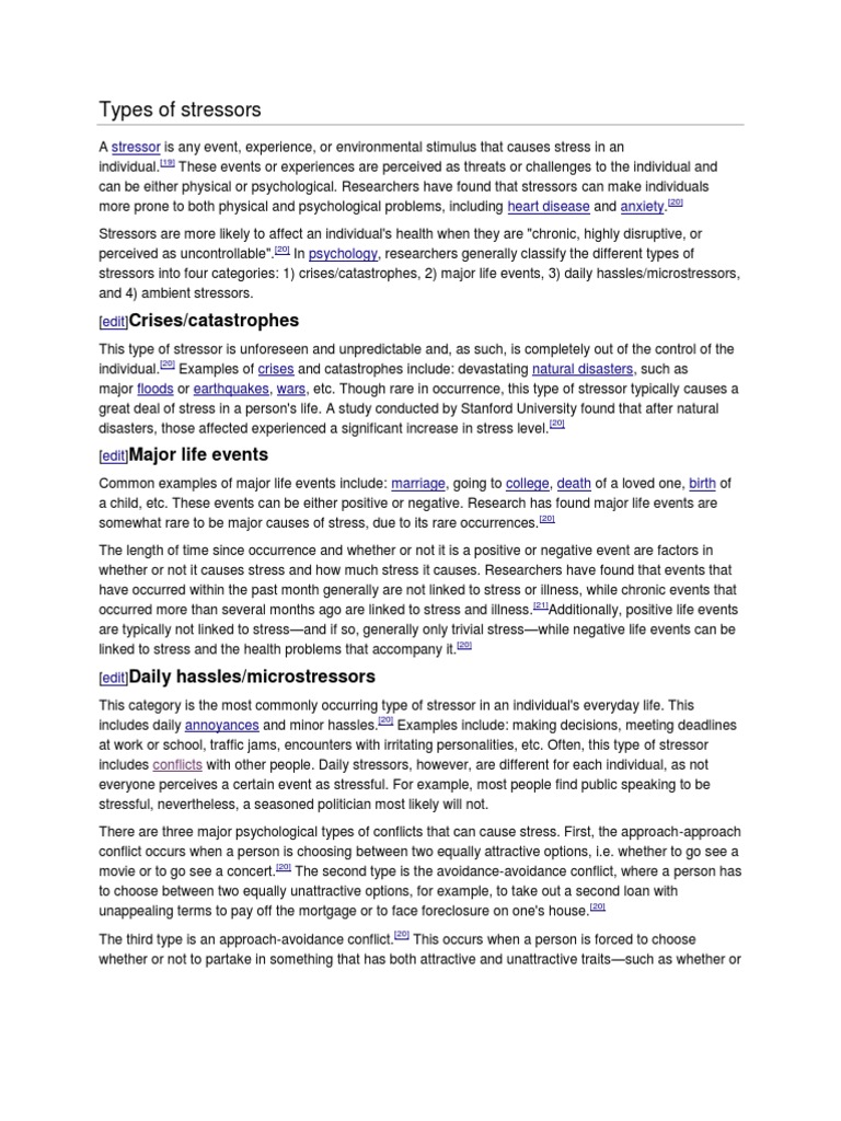 Types of Stressors | Stress (Biology) | Self-Improvement