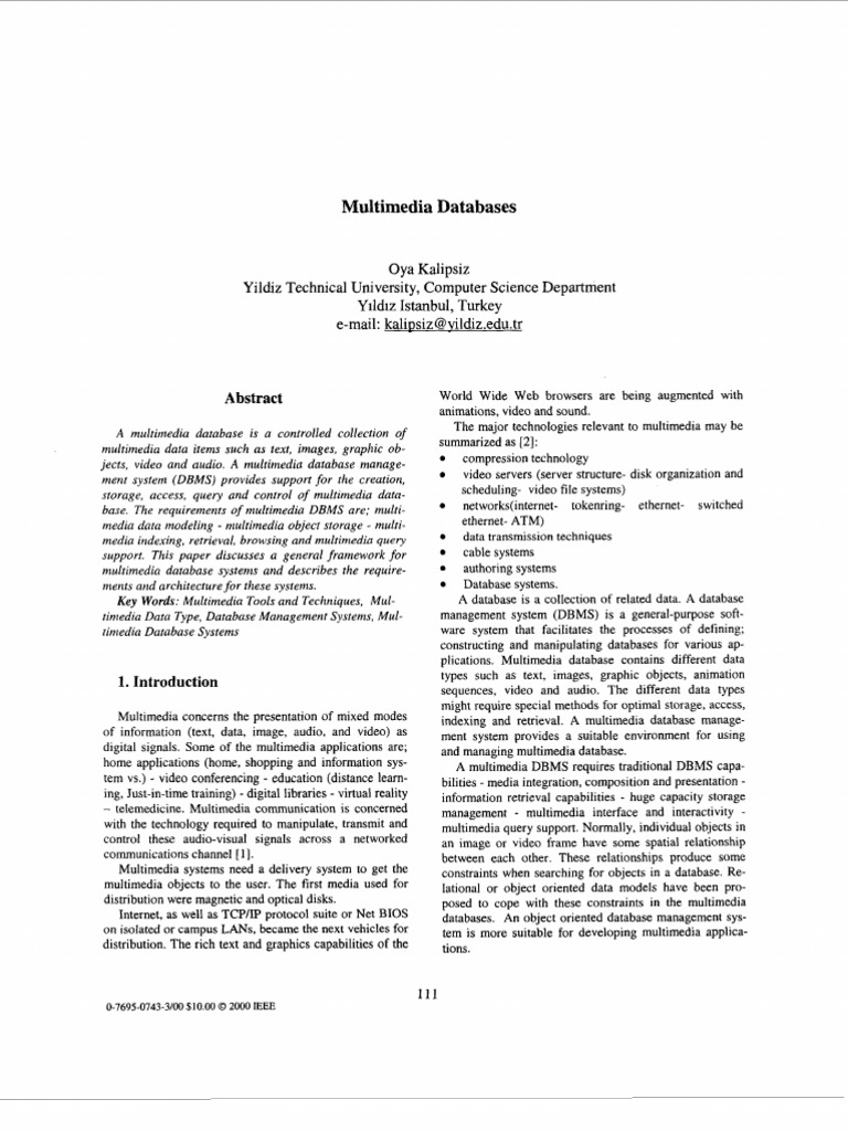 Multimedia Dbms | PDF | Data Compression | Databases