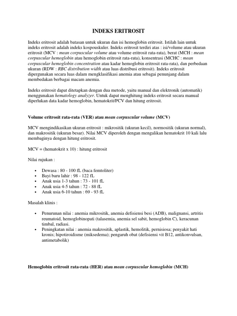 Indeks Eritrosit | PDF