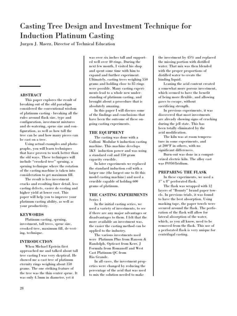Casting Tree Design Platinum | PDF | Casting (Metalworking) | Platinum