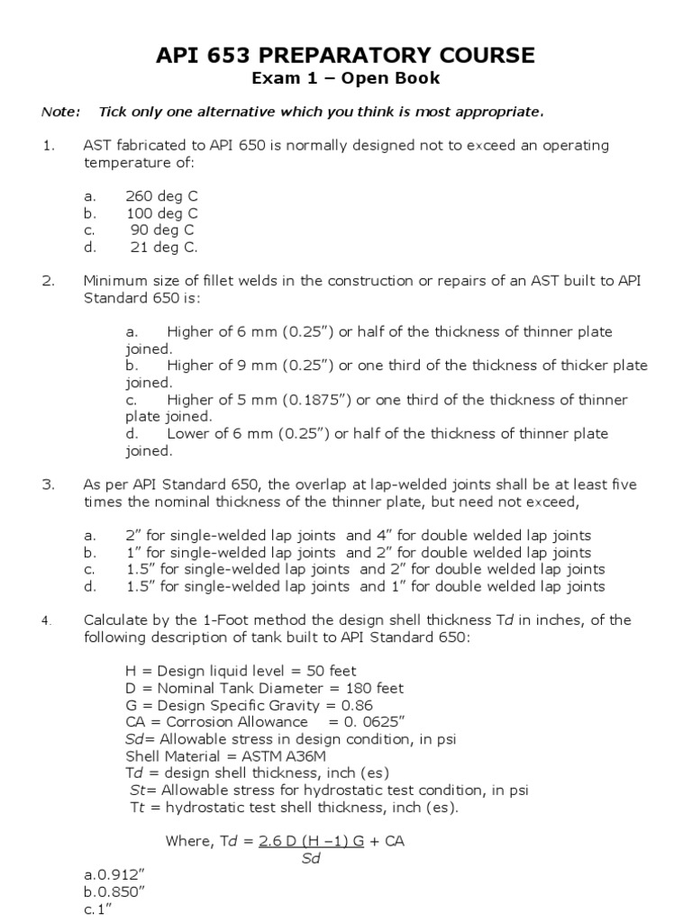 API 653 Questions-1 | PDF | Welding | Construction