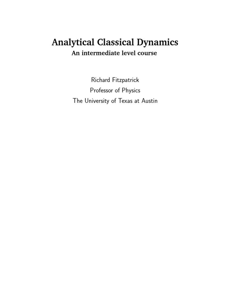 Analytical Classical Dynamics | PDF | Euclidean Vector | Torque