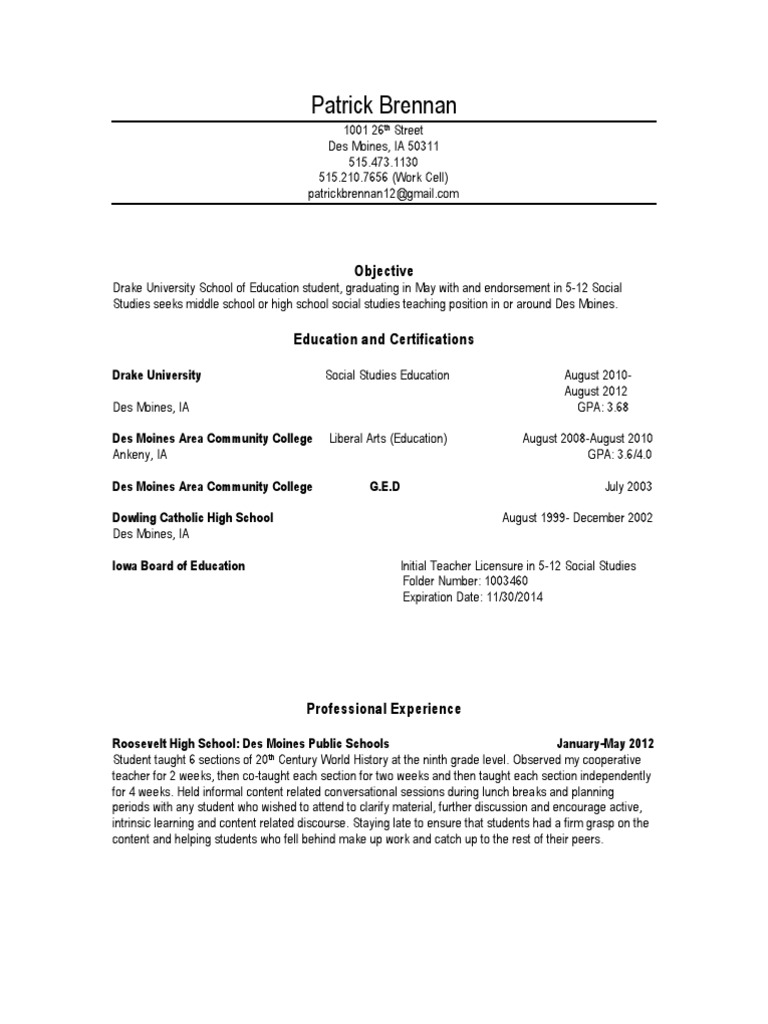 Official Resume | PDF | Secondary School | Iowa