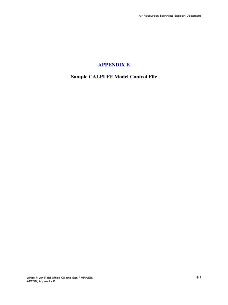 Appendix E - CALPUFF Input File | PDF | Earth Sciences | Geomatics