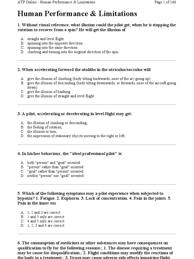 040 Human Performance & Limitations - V2+v3 - 31OUT09 | PDF | Hypoxia (Medical) | Blood