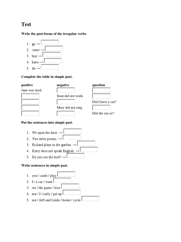 Simple Past Tense Exercises | PDF