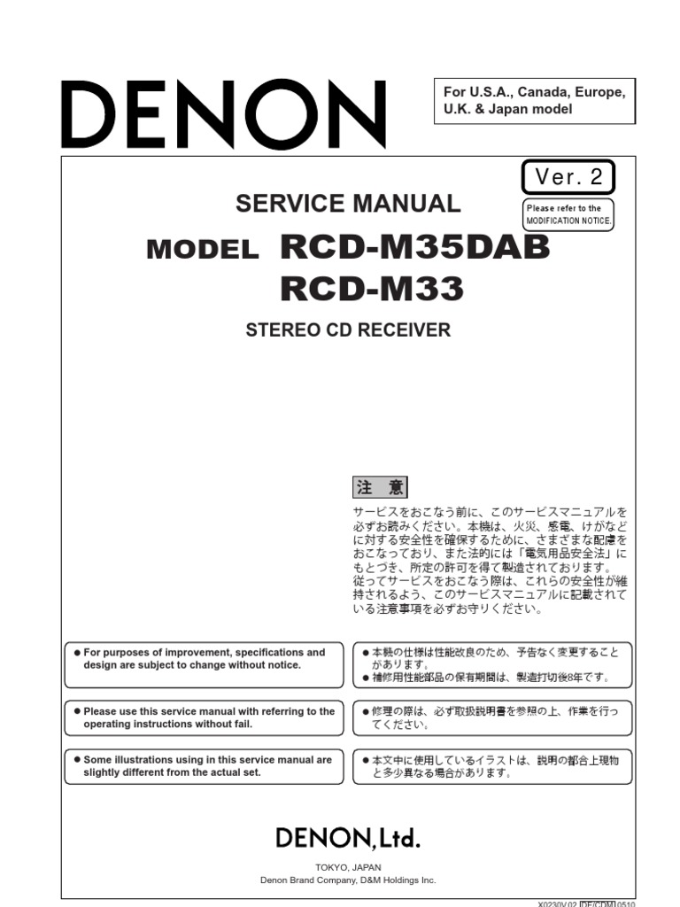 Denon+RCD M33+RCD M35+DAB++Service+Manual | PDF | Insulator ...