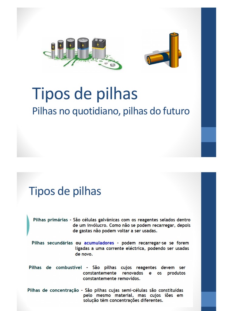 8 - Tipos de Pilhas | PDF | Chumbo | Lítio