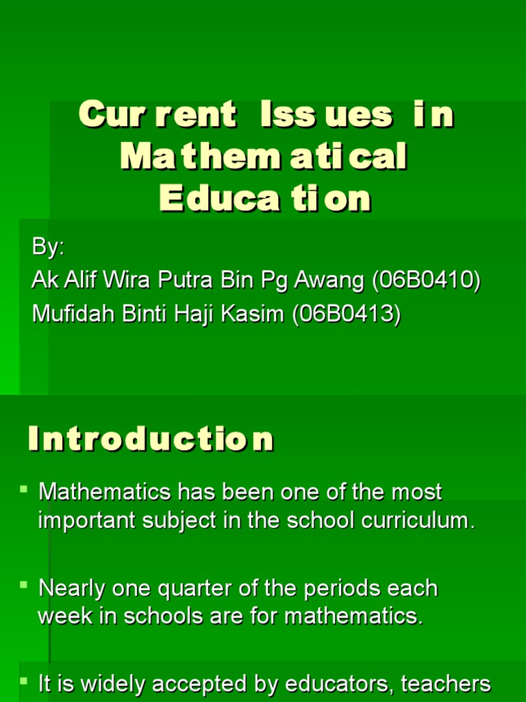 Current Issues in Mathematical Education | PDF | Educational Technology ...