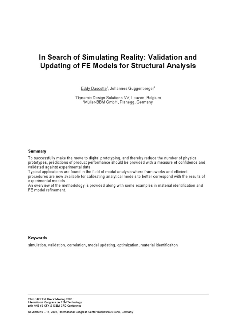 FEM Model Validation and Updating Techniques | PDF | Statistics ...