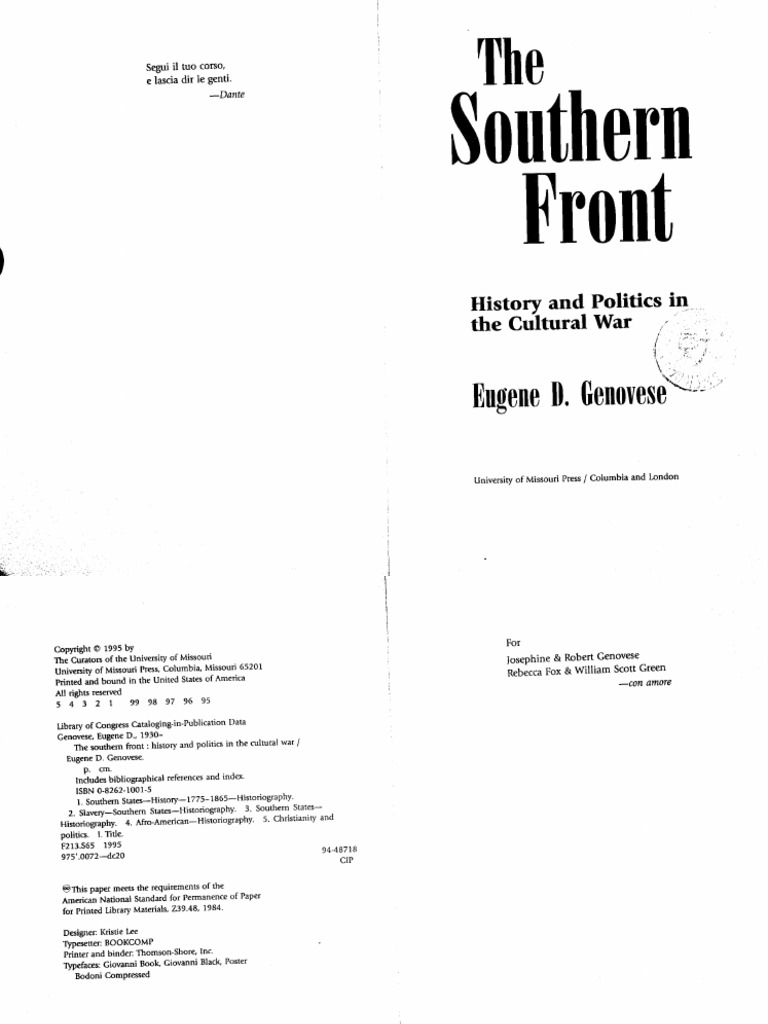 Eugene D Genovese - The Southern Front | PDF