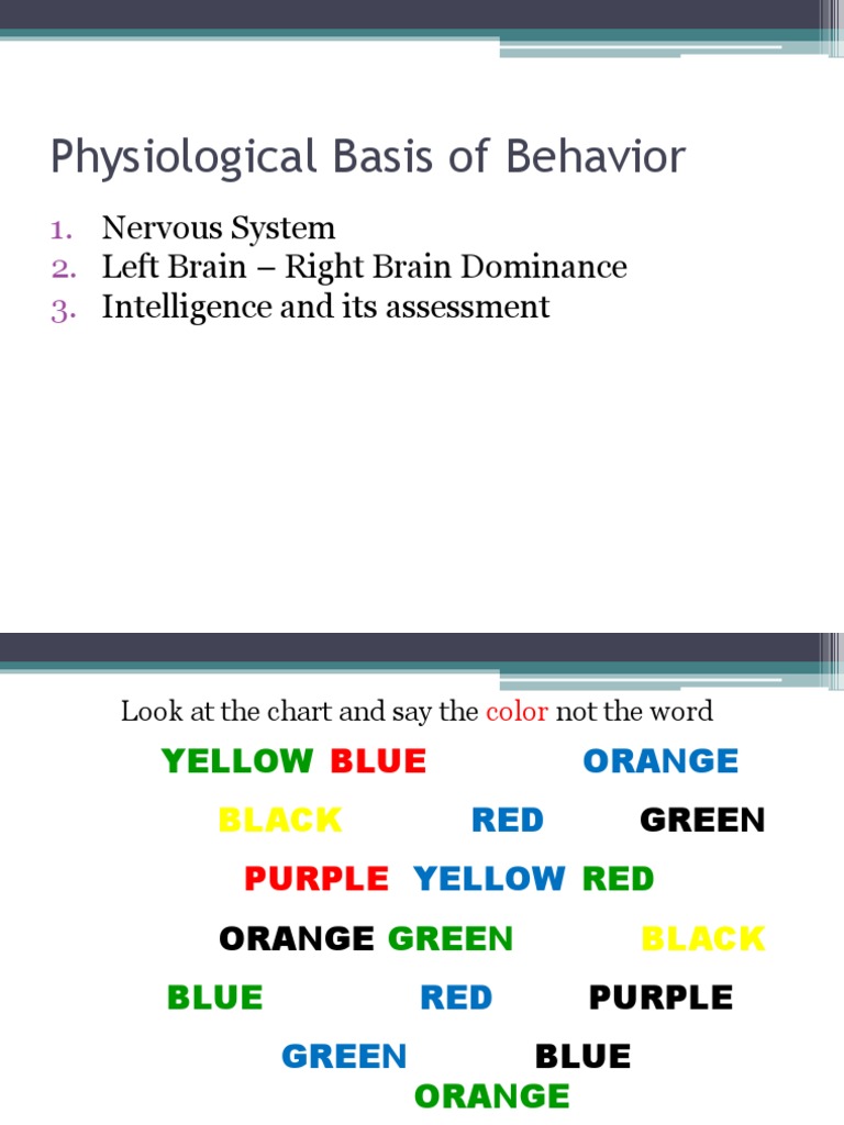 Lesson 3. Physiological Basis of Behavior | PDF | Autonomic Nervous ...