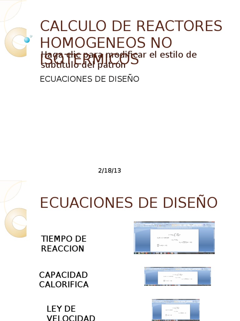 Calculo de Reactores Homogeneos No Isotermicos | PDF