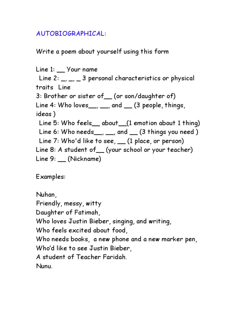 Autobiographical Poem | PDF