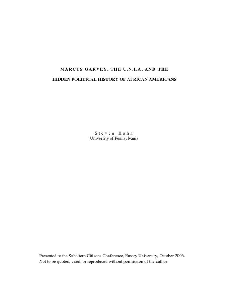 Garvey and the UNIA's Enduring Legacy | PDF | Identity Politics ...