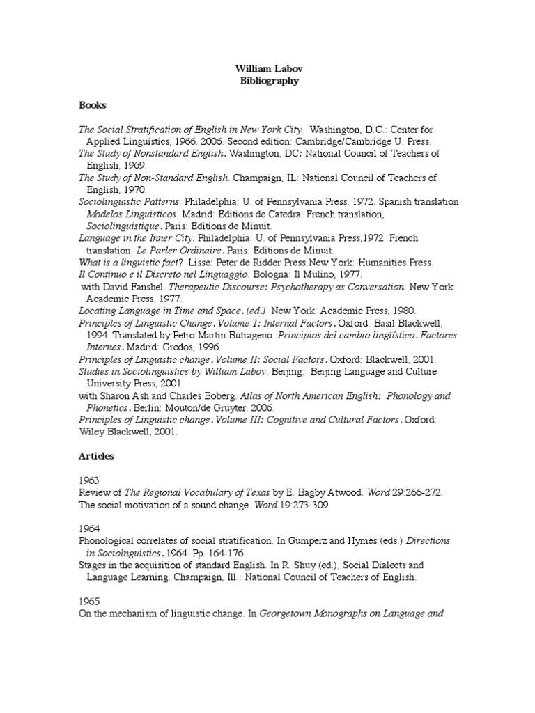 Labov's Works on Sociolinguistics | PDF | Language Arts & Discipline