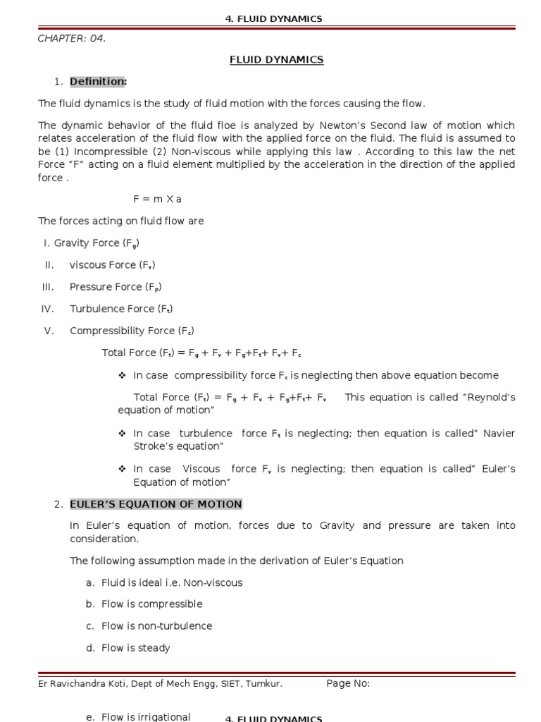 Fluid Dynamics | PDF | Navier–Stokes Equations | Fluid Dynamics