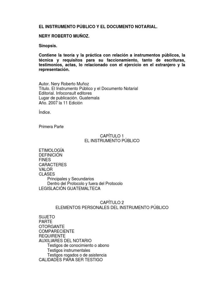 Instrumento Público Notarial en Guatemala | PDF | Información del ...