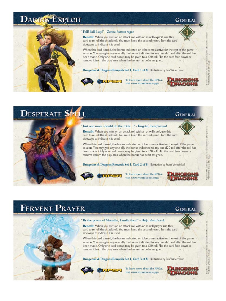 2008 D&D Rewards Cards Reformatted | PDF | D20 System | Wizards Of The ...
