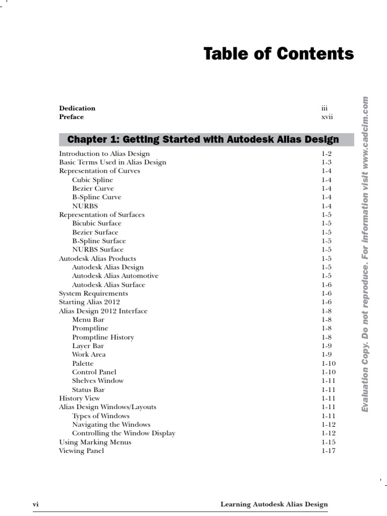 Chapter 1: Getting Started With Autodesk Alias Design: Dedication Preface | PDF | Rendering ...