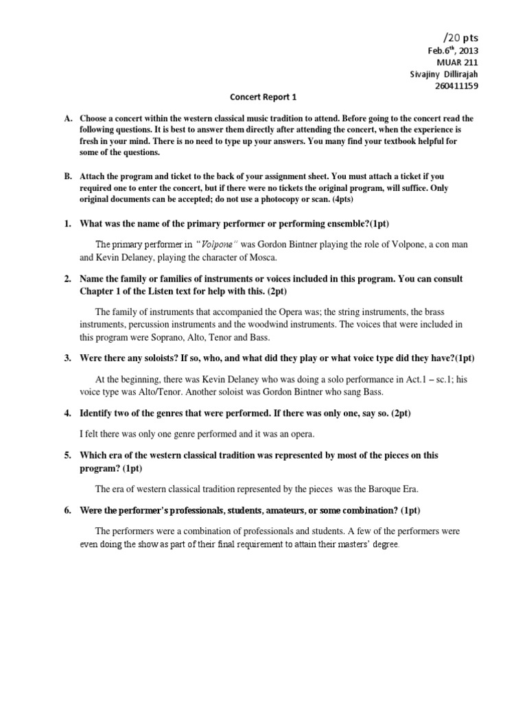 Concert Report 1 | Download Free PDF | Symphony | Classical Music