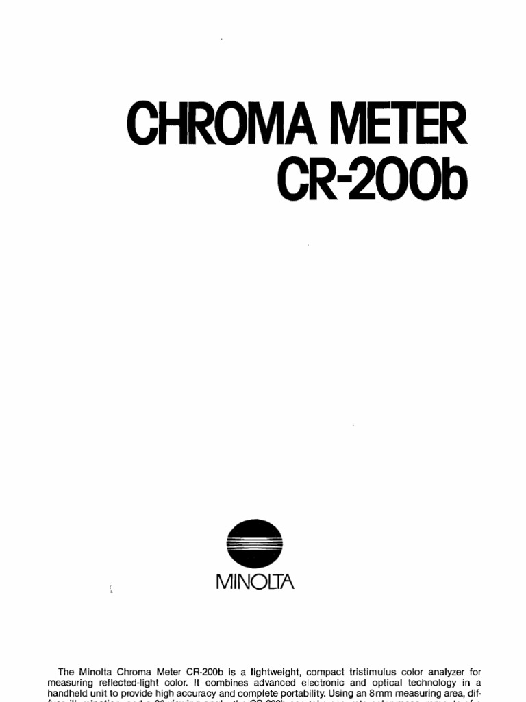 Konica Minolta CR 200B Specs | PDF | Color | Lighting