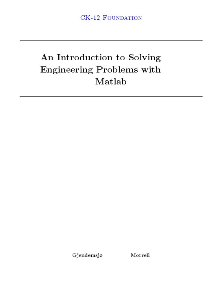 An Introduction To Solving Engineering Problems With Matlab Pdf Pdf Matrix Mathematics