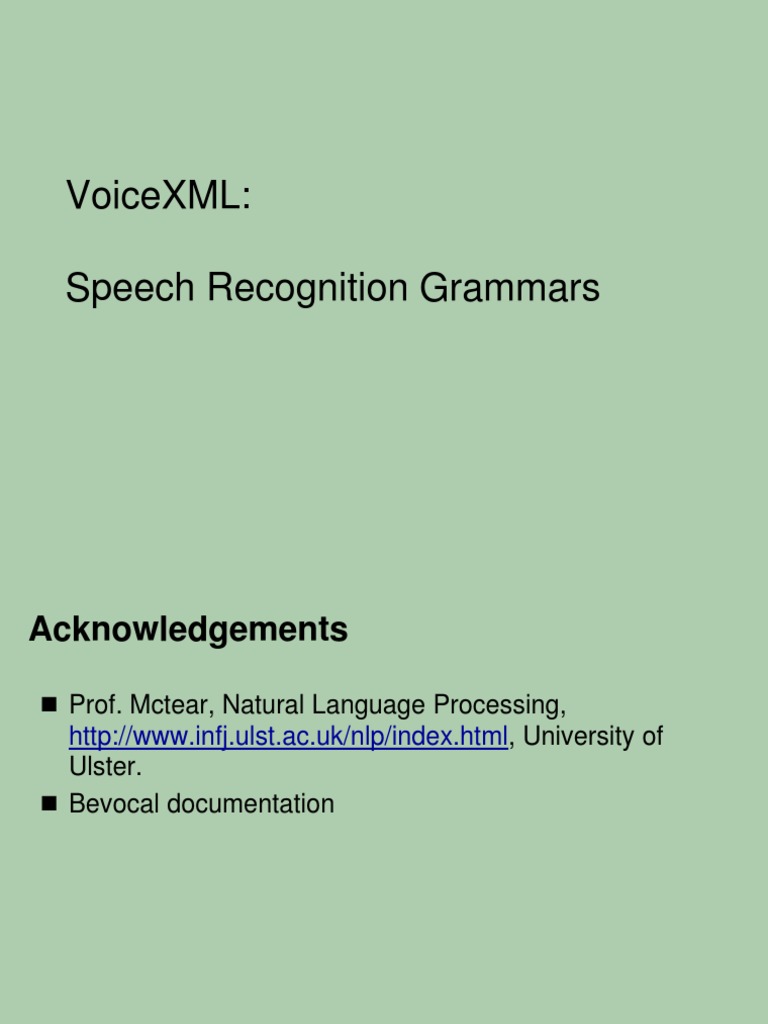 VoiceXML Speech Recognition Guide | PDF | Boolean Data Type | Xml