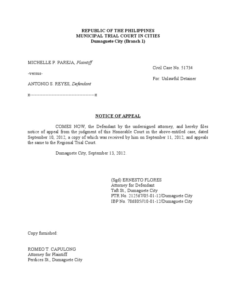 Notice of Appeal | PDF