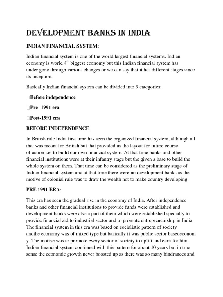 Development Banks in India | PDF | Banks | Money